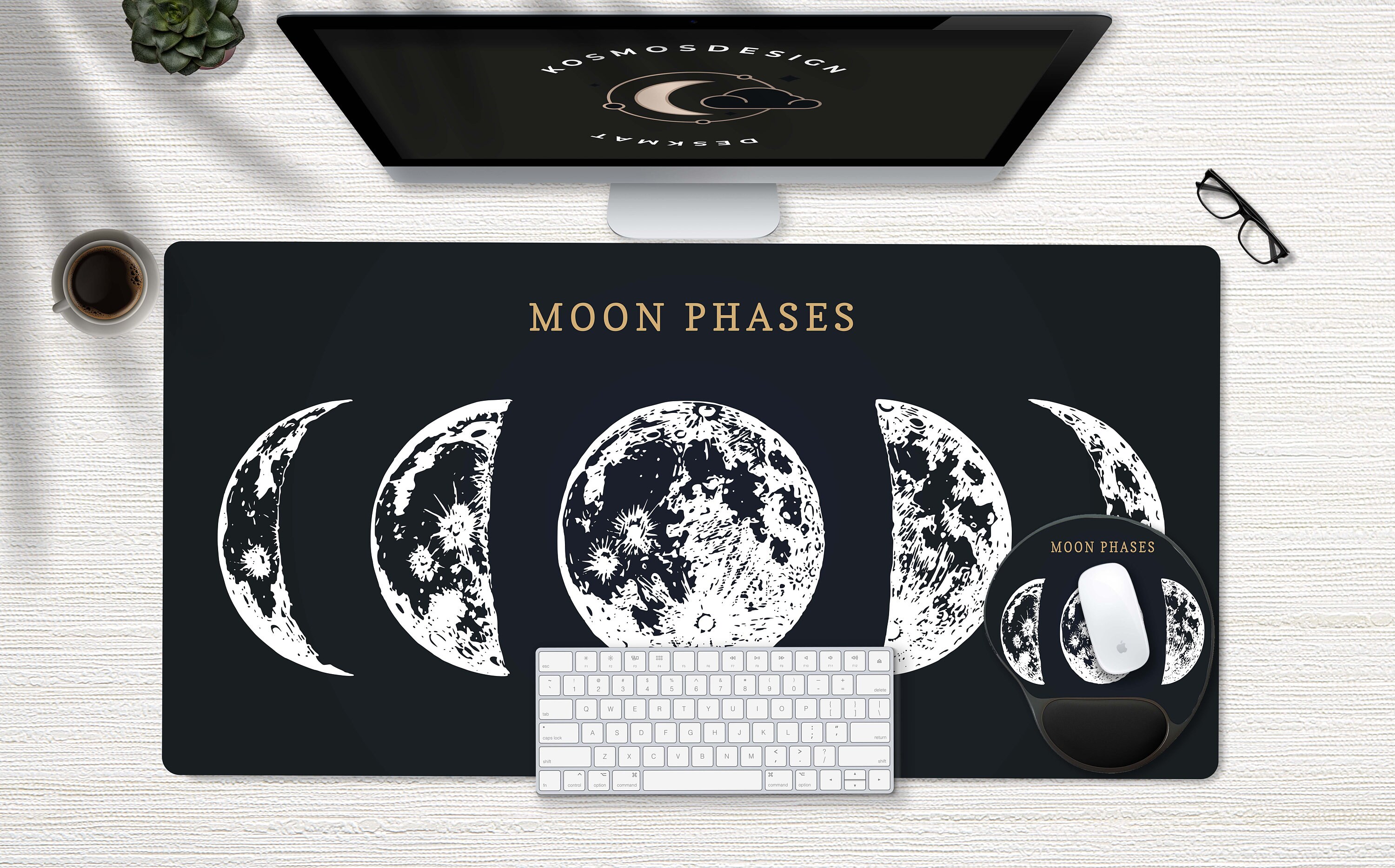 Moon Phases Desk Mat Retro Desk Mat Moon Desk Mat Boho Desk | Etsy
