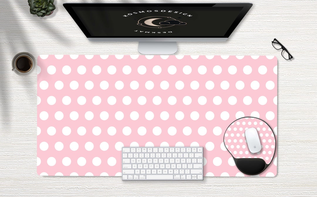 Pink Polka Dot Desk Mat, Pink Desk Mat, Cute Desk Mat, Desk Pad Cute ...