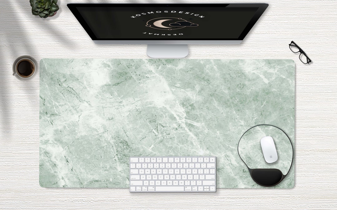 Mint Green Marble Desk Mat, Green Desk Mat, Office Desk Accessories ...