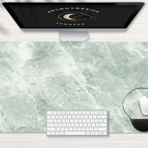 Mint Green Marble Desk Mat, Green Desk Mat, Office Desk Accessories ...