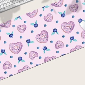 Cute Watercolor Donut Desk Mat Purple Desk Mat Extra Large | Etsy