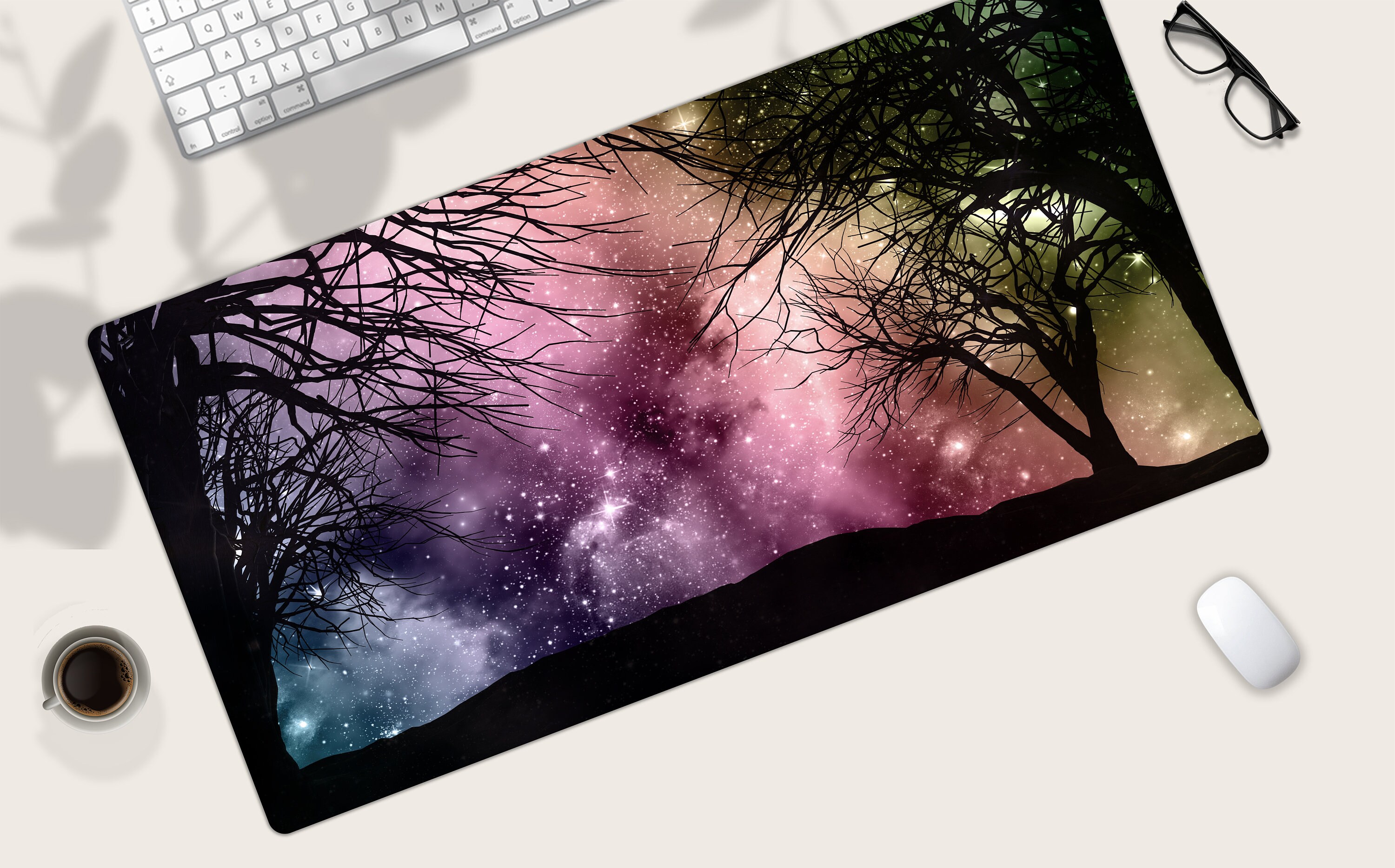 Starfield Night Sky Desk Mat Northern Lights Desk Mat Stars | Etsy