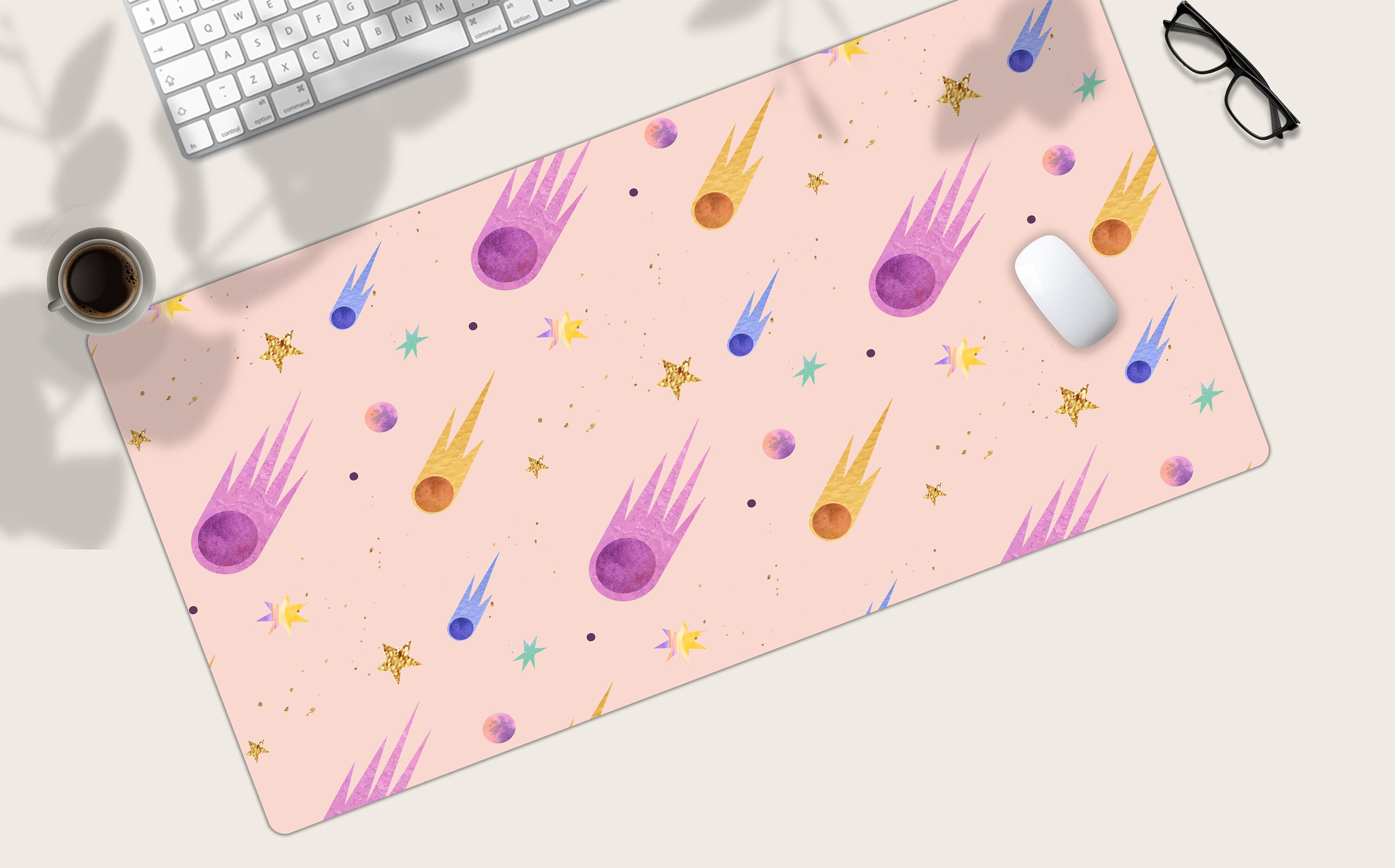 Galaxy Watercolor Cute Desk Mat Pink Desk Mat Cute Desk Mat | Etsy