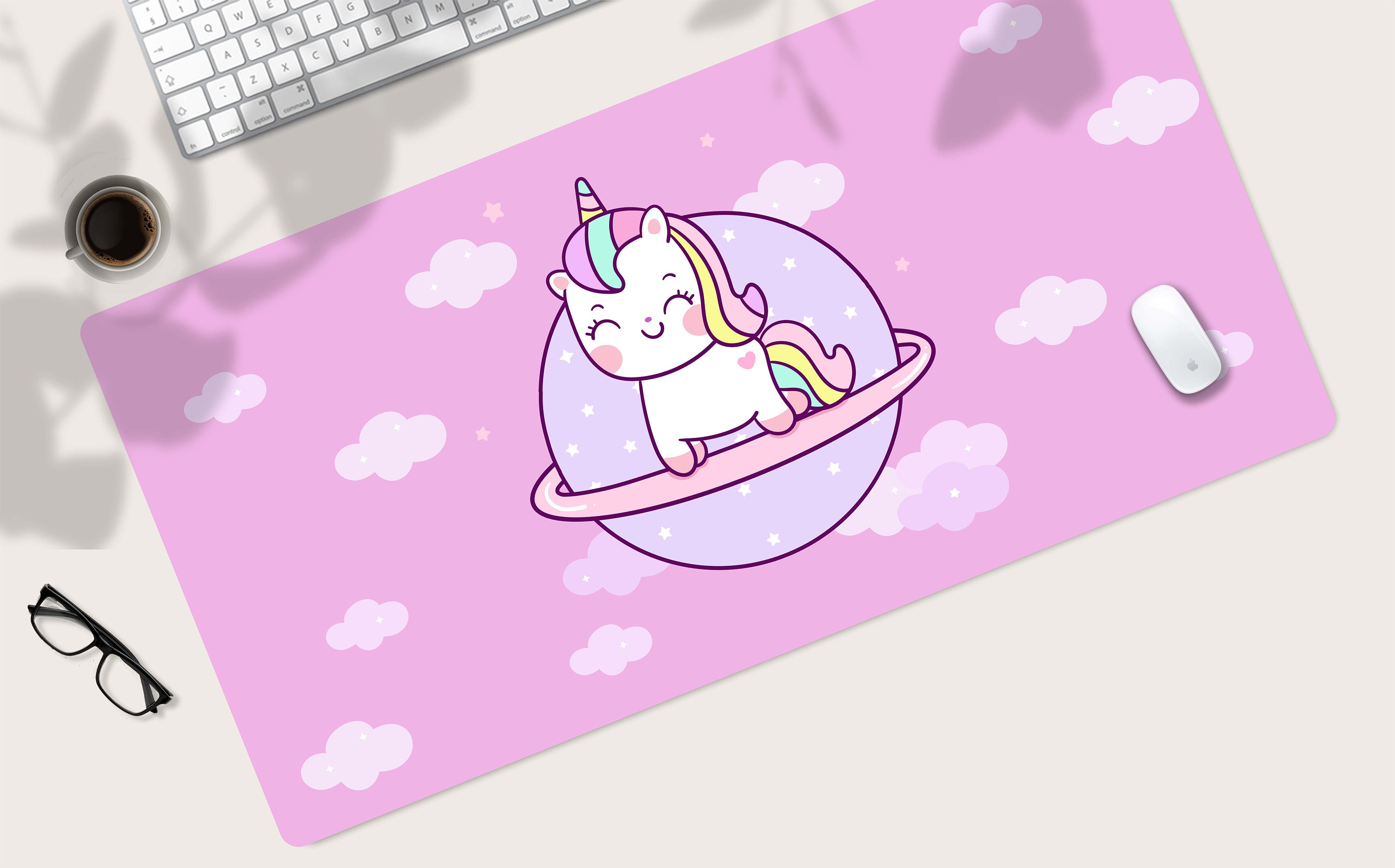 Cute Unicorn Desk Mat Pink Desk Mat Kawaii Desk Mat Pink | Etsy