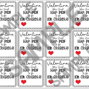 Valentine's Day Gift Tag - Valentine, You Just Hap-pen to Be Ink ...
