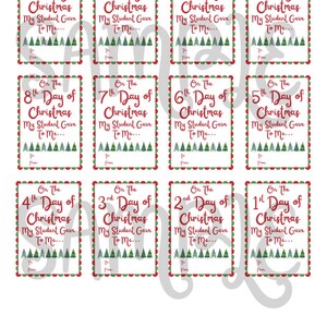12 Days of Christmas Gift Tags - Countdown to Christmas - Small, Simple ...