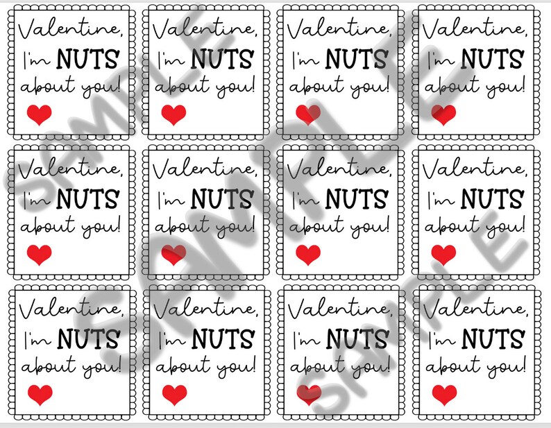 Valentine's Day Gift Tag - Valentine, I'm NUTS About You! - Etsy