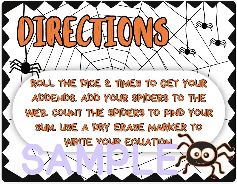 Spider Addition Math Center - Instant Download - Printable - Etsy