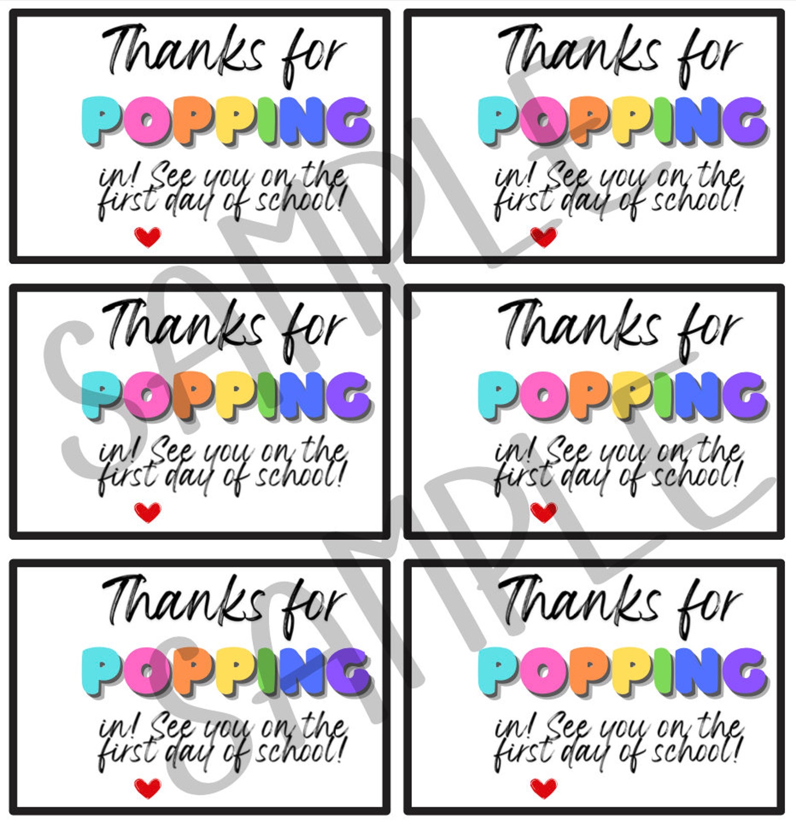 Back to School Student Gift Tags - Thanks for POPPING in - Back to ...