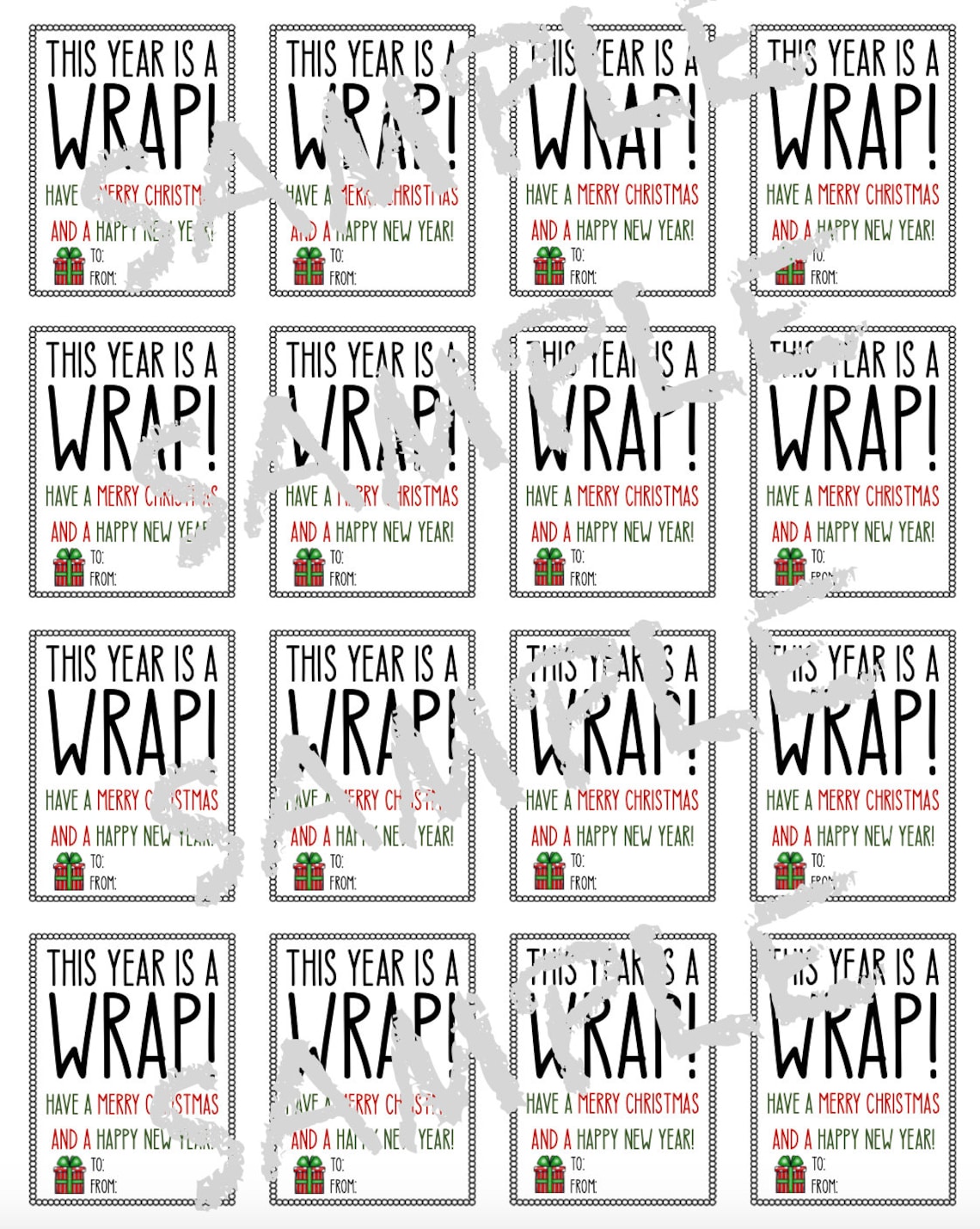 This Year is a WRAP Gift Tag - Wrapping Paper Christmas & New Year Gift ...