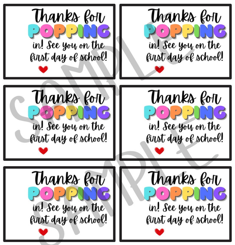 Back to School Student Gift Tags - Thanks for POPPING in - Back to ...