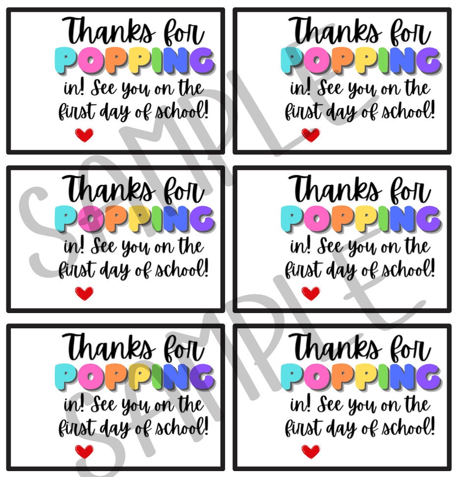 Back to School Student Gift Tags Thanks for POPPING in Back to School ...