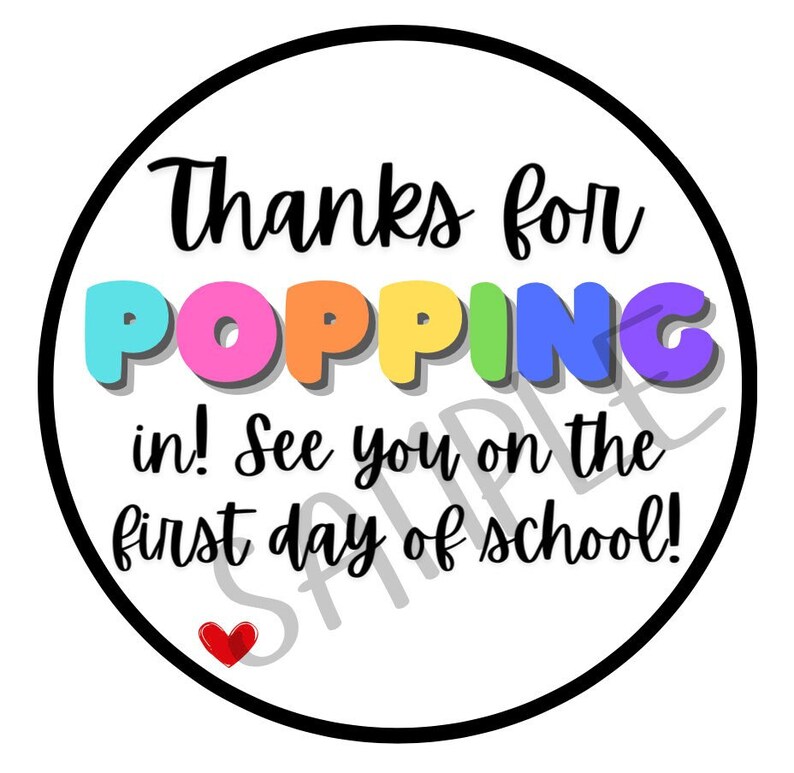 Back to School Student Gift Tags - Thanks for POPPING in - Back to ...
