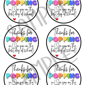 Back to School Student Gift Tags - Thanks for POPPING in - Back to ...
