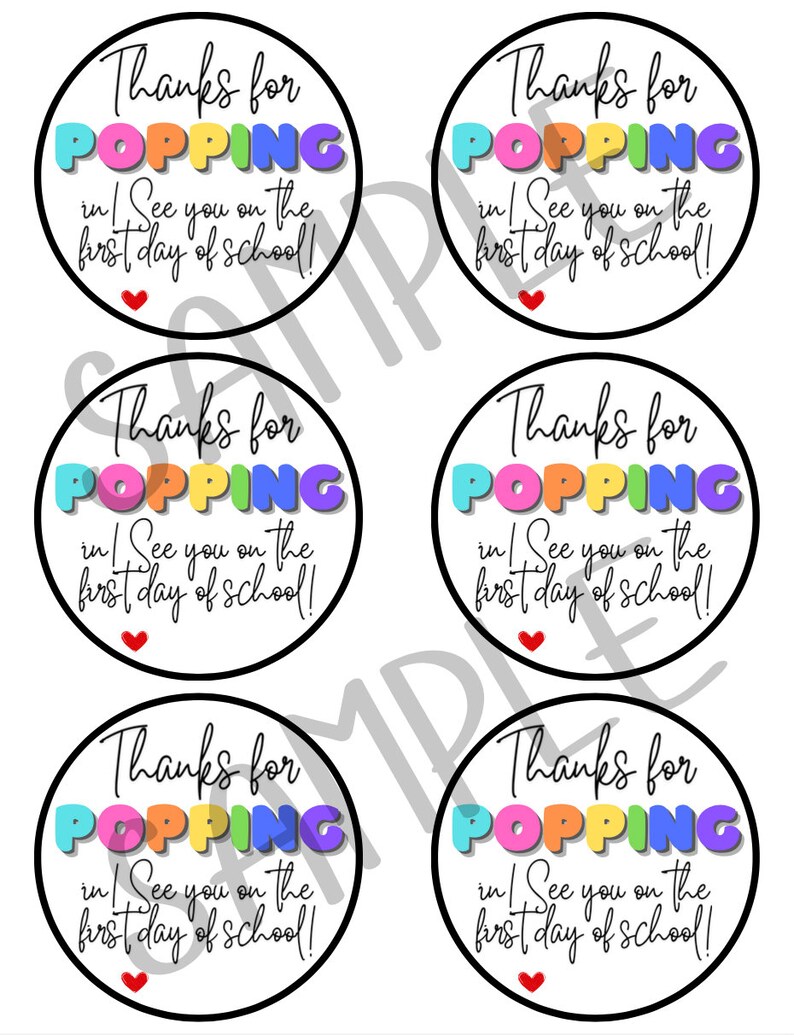 Back to School Student Gift Tags - Thanks for POPPING in - Back to ...