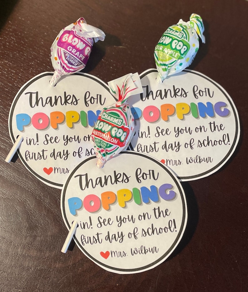 Back to School Student Gift Tags - Thanks for POPPING in - Back to ...