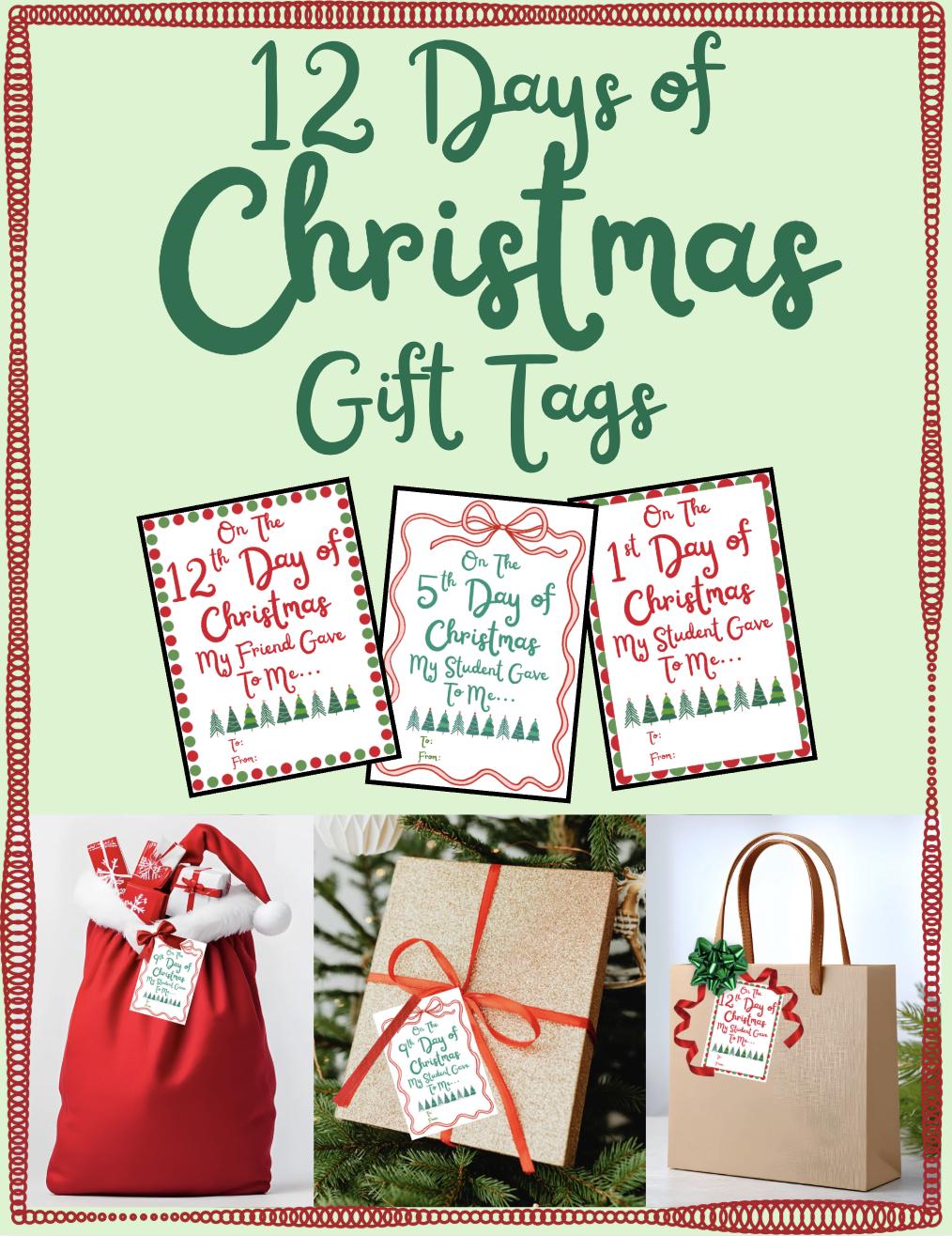 12 Days of Christmas Gift Tags - Countdown to Christmas - Small, Simple ...