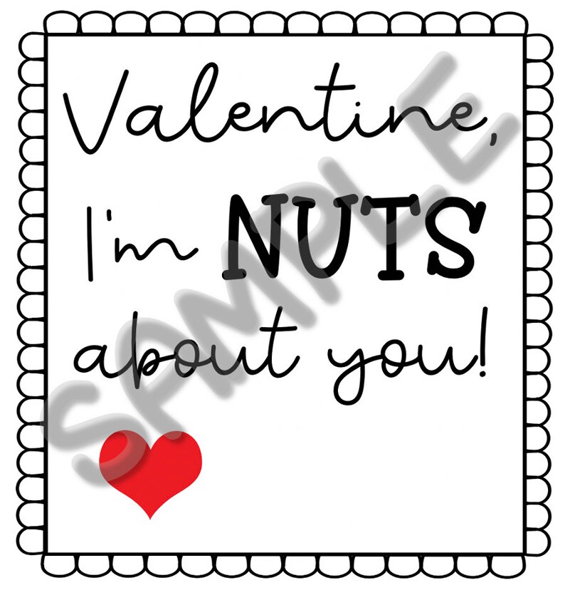 Valentine's Day Gift Tag - Valentine, I'm NUTS About You! - Etsy