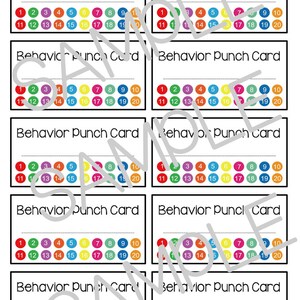 Behavior Punch Cards - Student Reward System - Printable - Instant ...