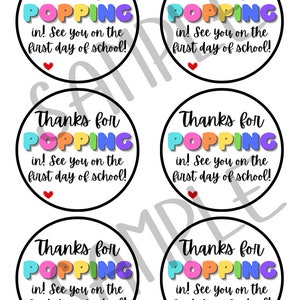 Back to School Student Gift Tags - Thanks for POPPING in - Back to ...