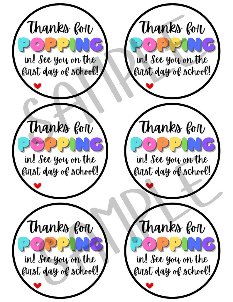 Back to School Student Gift Tags - Thanks for POPPING in - Back to ...