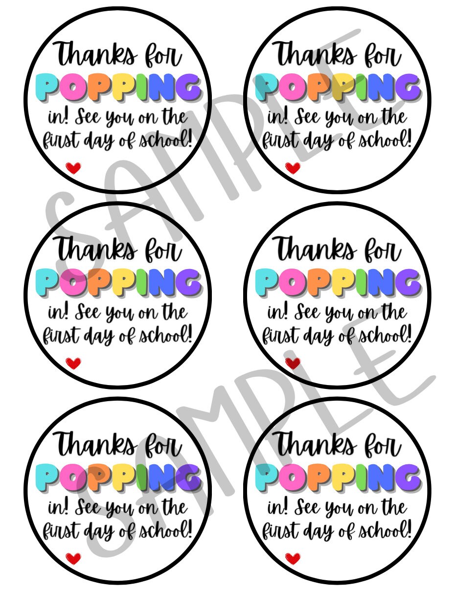 Back to School Student Gift Tags Thanks for POPPING in Back to School ...