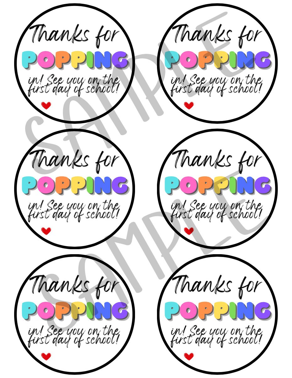 Back to School Student Gift Tags Thanks for POPPING in Back to School ...