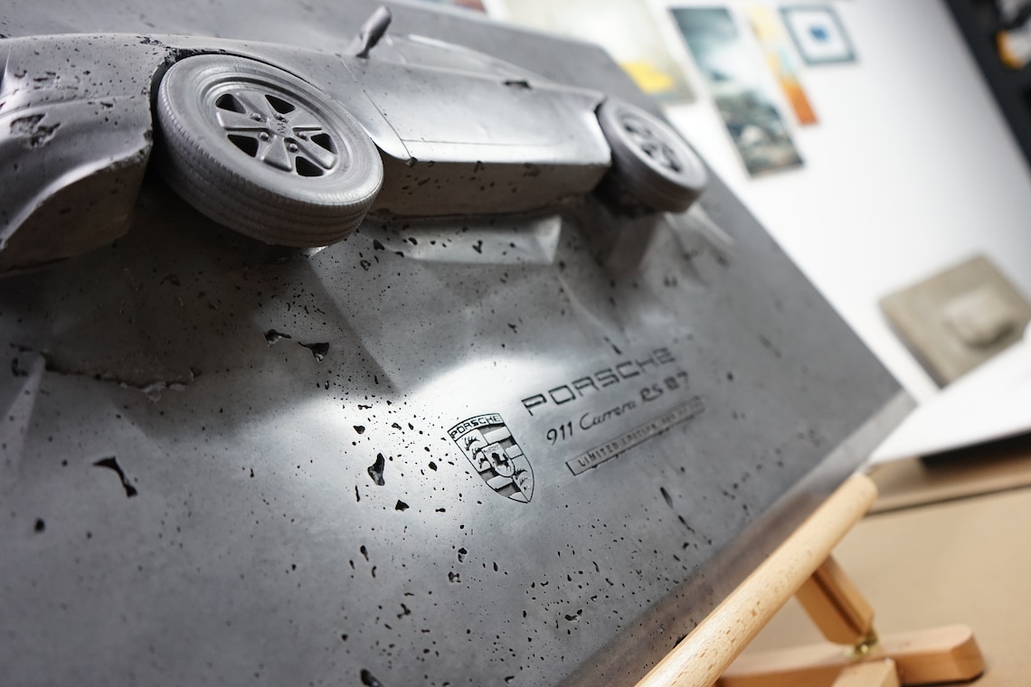 Handmade concrete sculpture of the Porsche 911 Carrera RS 2.7 | Etsy