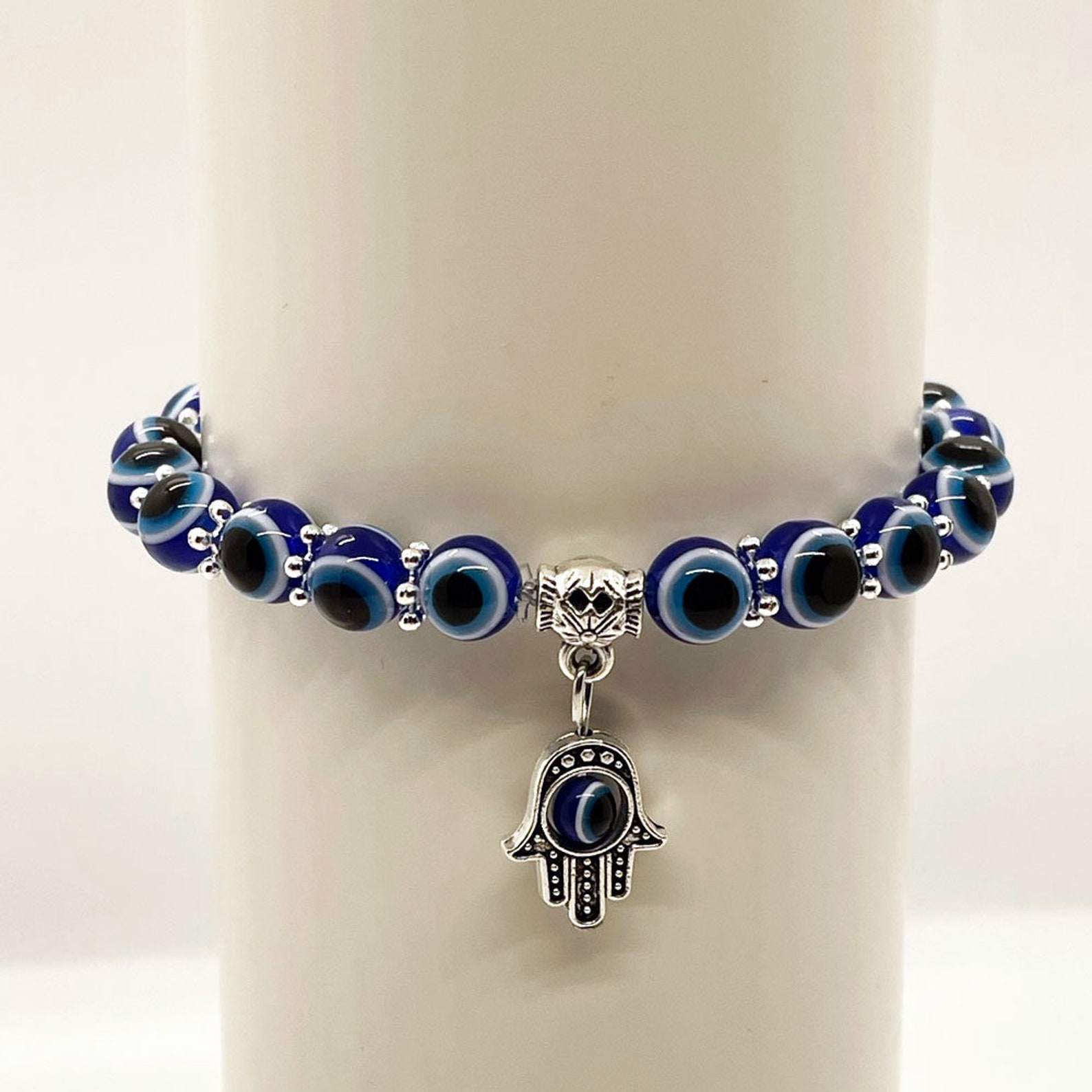 Turkish Blue Evil Eye Bead Bracelet Mal De Ojo Hamsa - Etsy