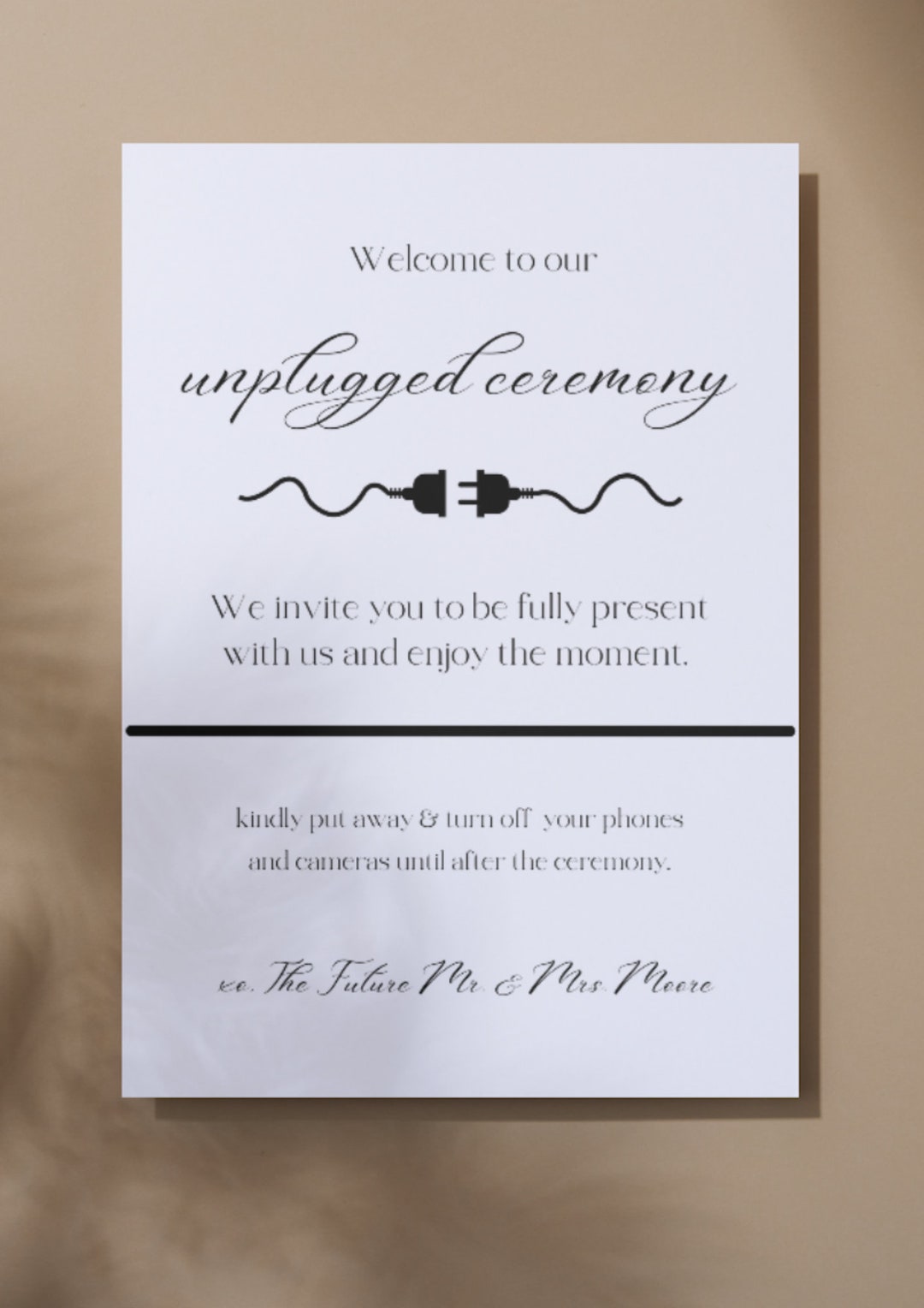 Unplugged Ceremony Poster Sign PRINTABLE DOWNLOAD TEMPLATE - Etsy