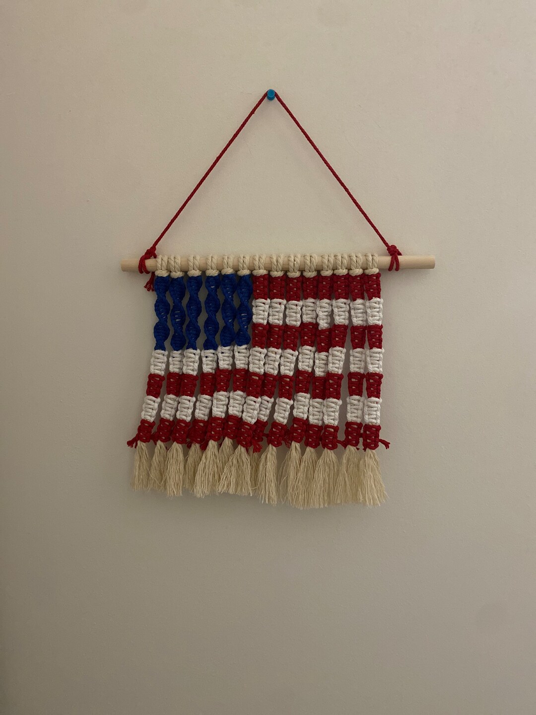 American Flag Macrame Wall Hanging - Etsy