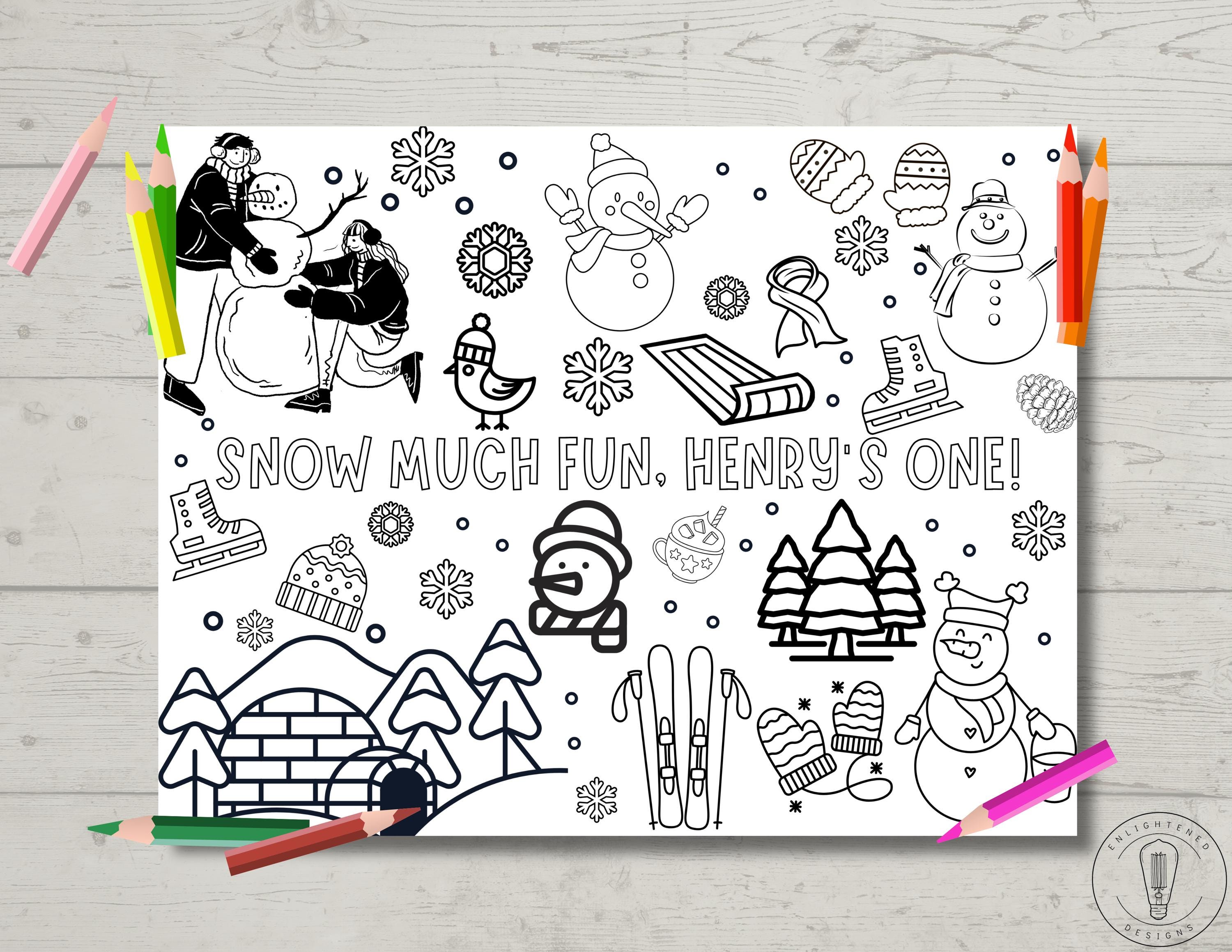 Snow Much Fun Winter Birthday Coloring Page | Winter Onederland | Bday ...