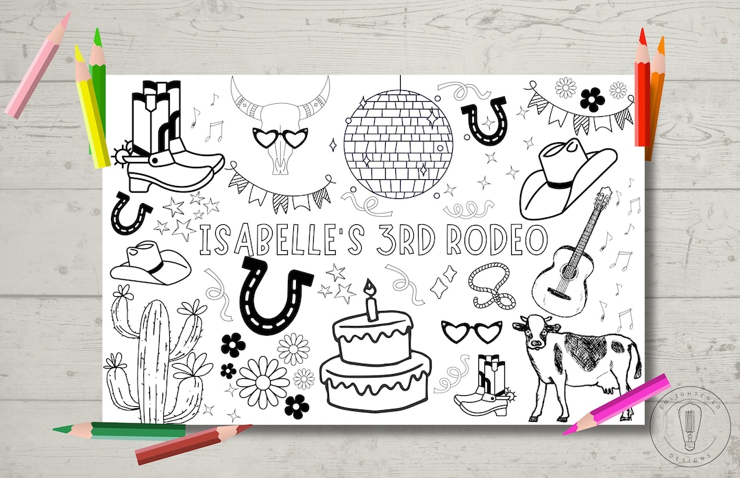 Rodeo Birthday Coloring Page | Birthday Activity | Coloring Sheet ...