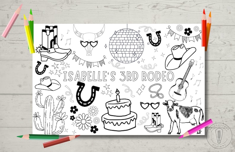 Rodeo Birthday Coloring Page | Birthday Activity | Coloring Sheet ...