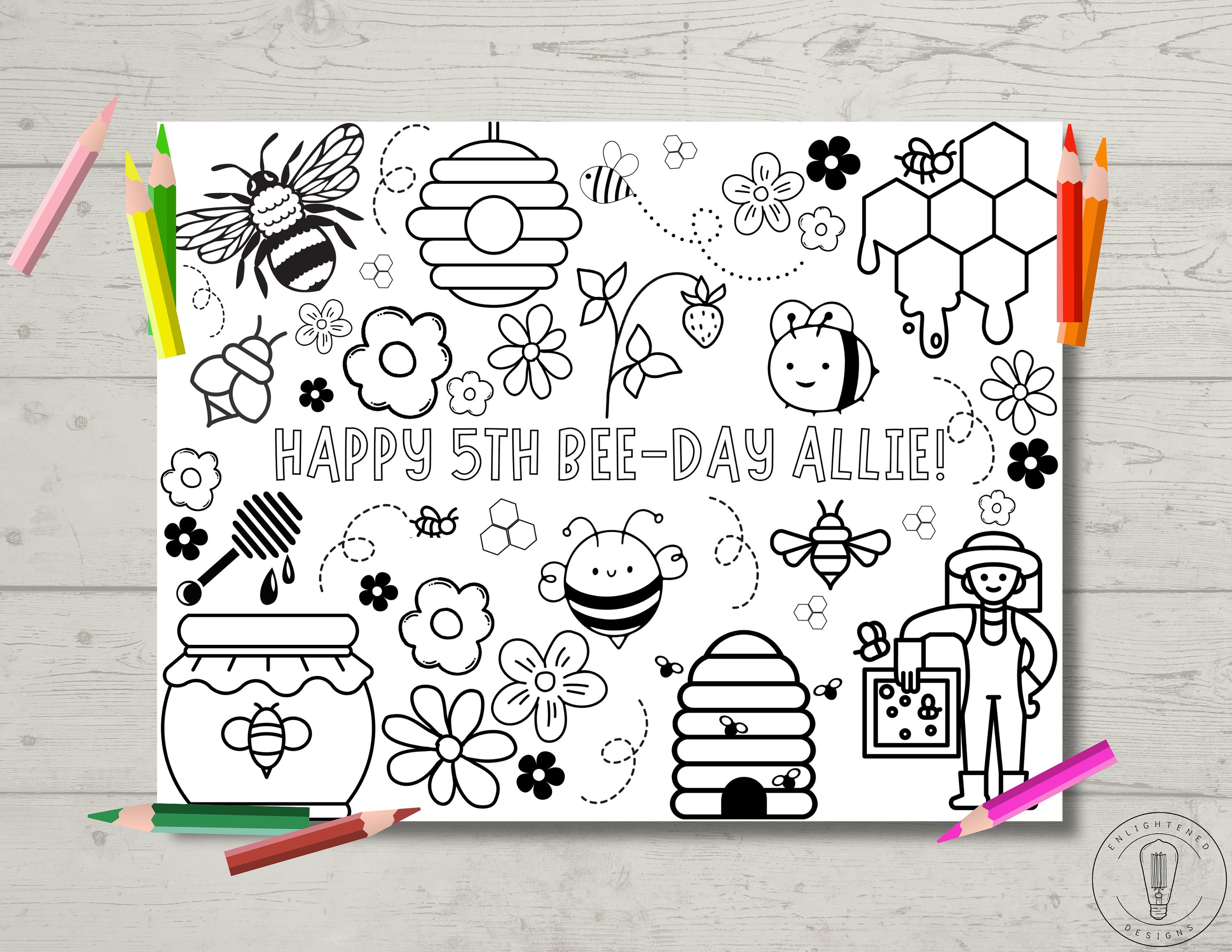 Bee Day Birthday Coloring Page | Birthday Activity | First Birthday ...