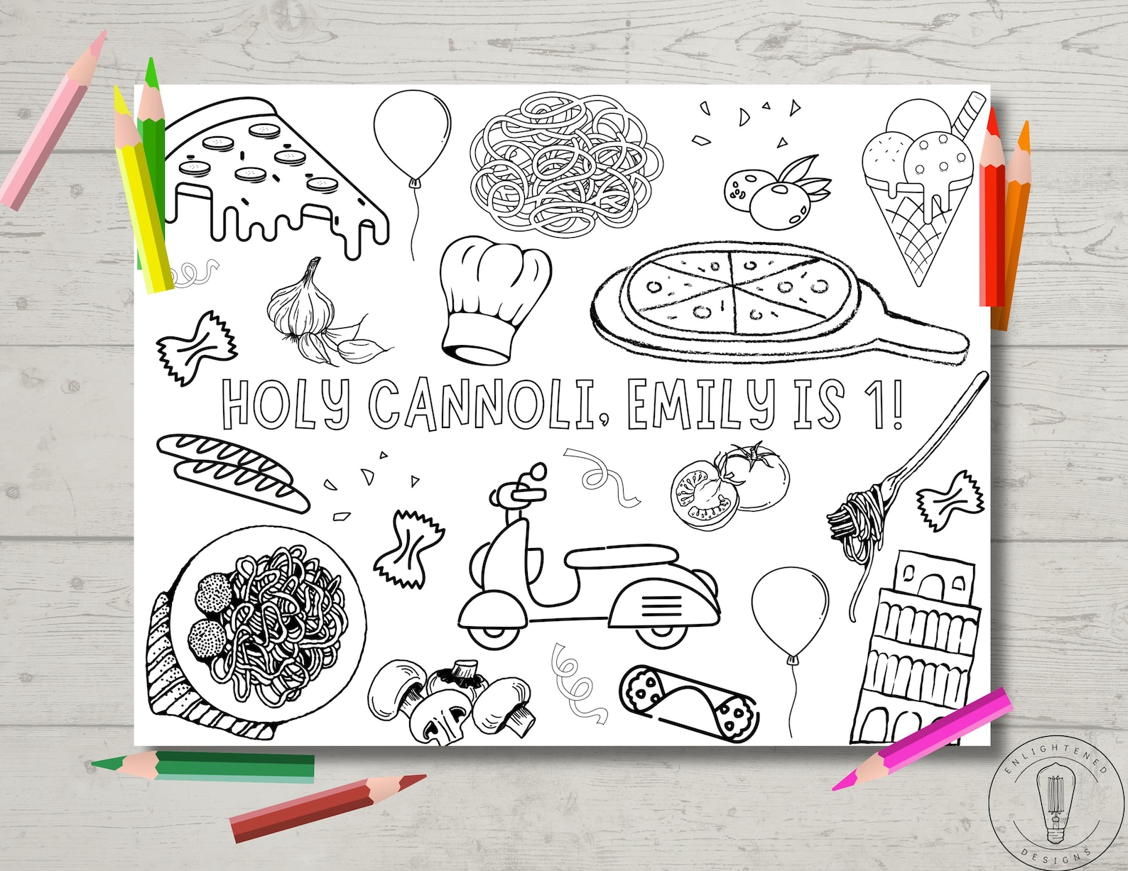 Italian Birthday Coloring Sheet | Holy Cannoli Activity | Holy Ravioli ...