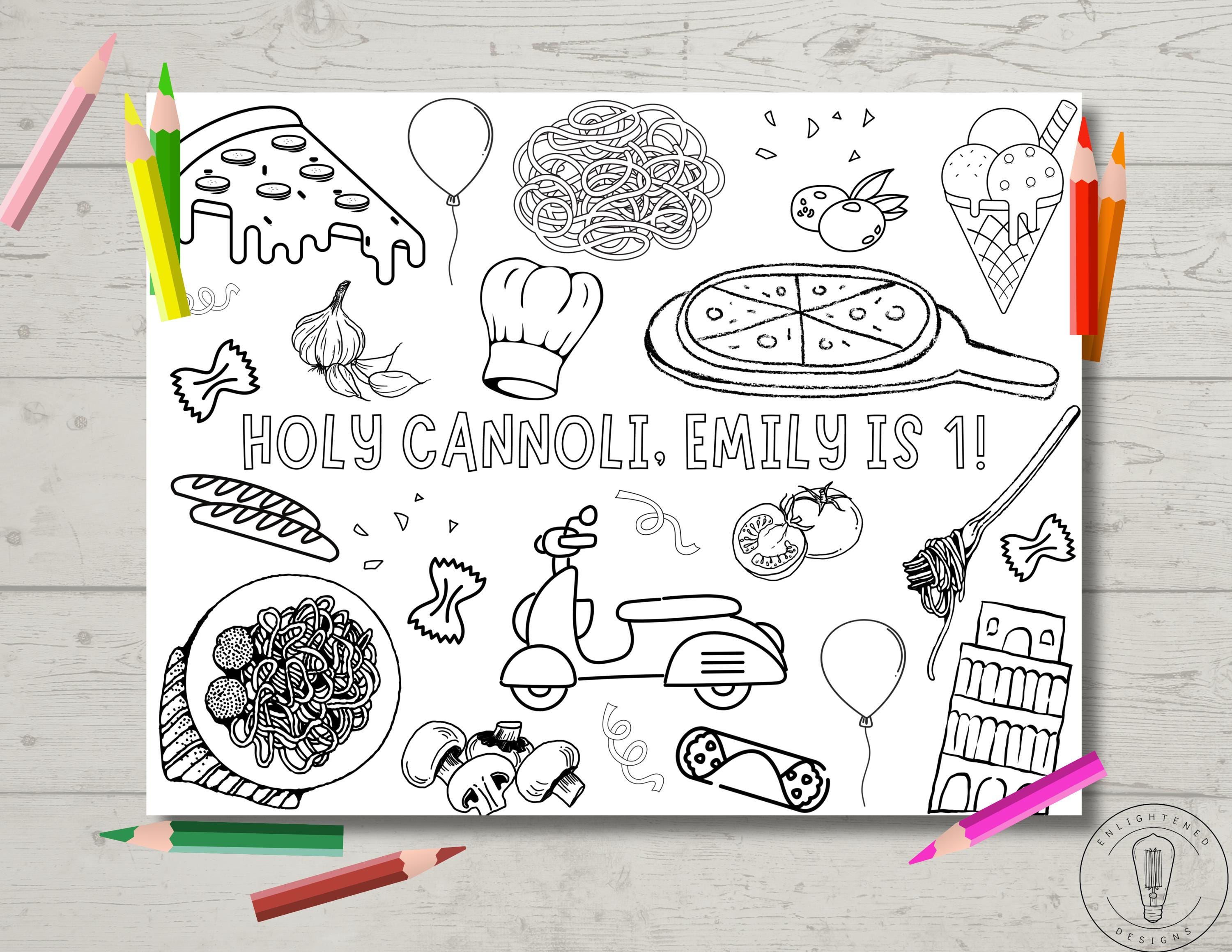 Italian Birthday Coloring Sheet | Holy Cannoli Activity | Holy Ravioli ...