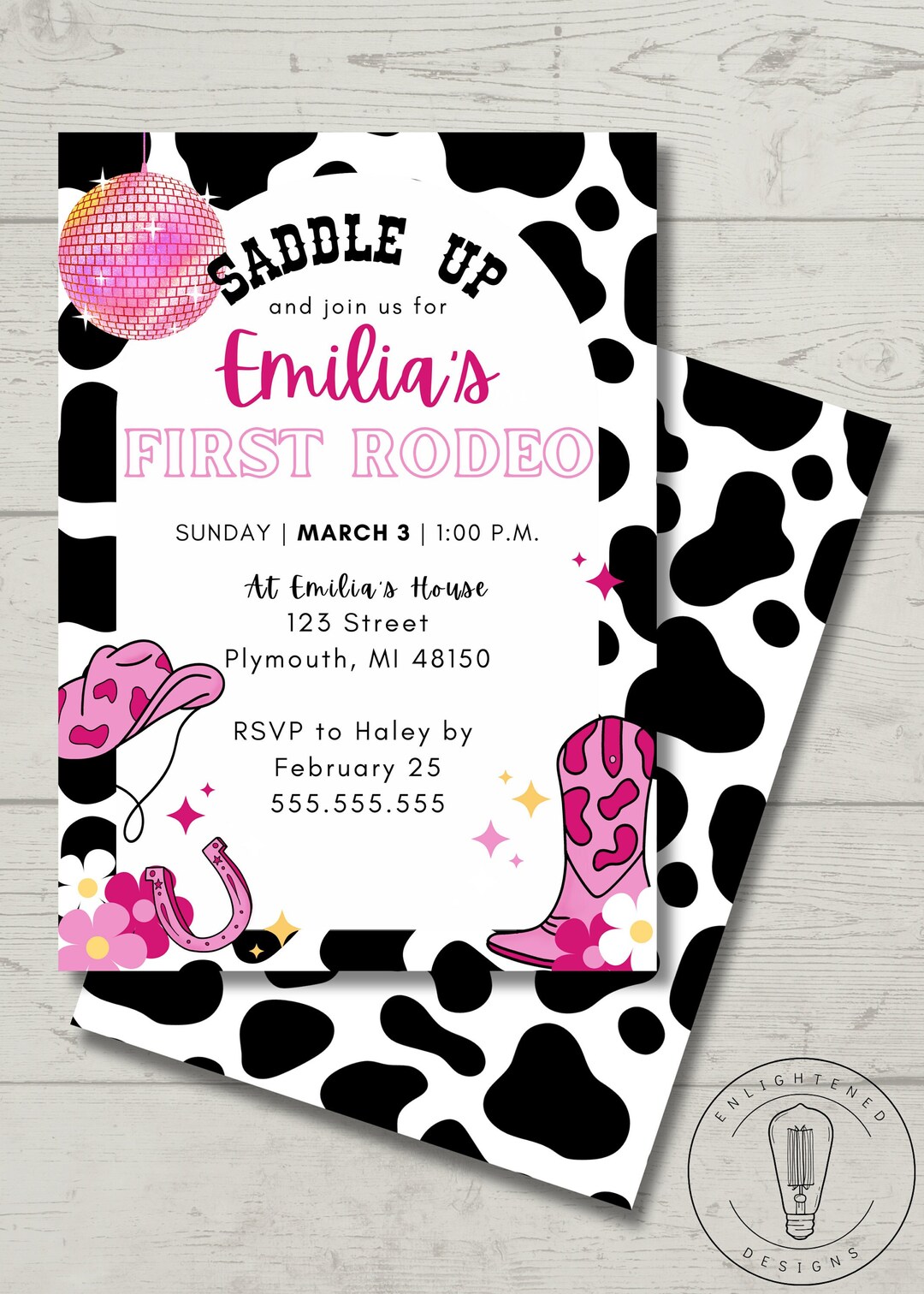 Personalized First Rodeo Birthday Party Invitation | Printable | Disco ...