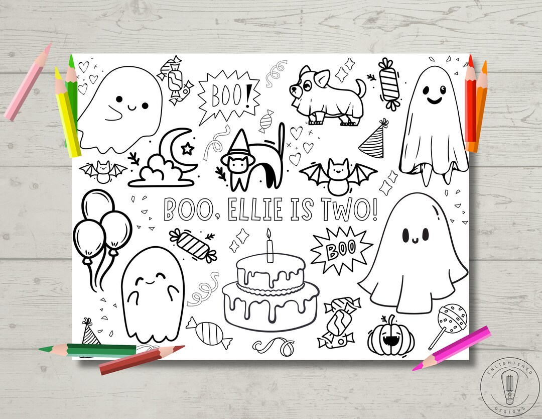 Boo Spooky Birthday Coloring Sheet | Birthday Activity | Birthday Decor ...