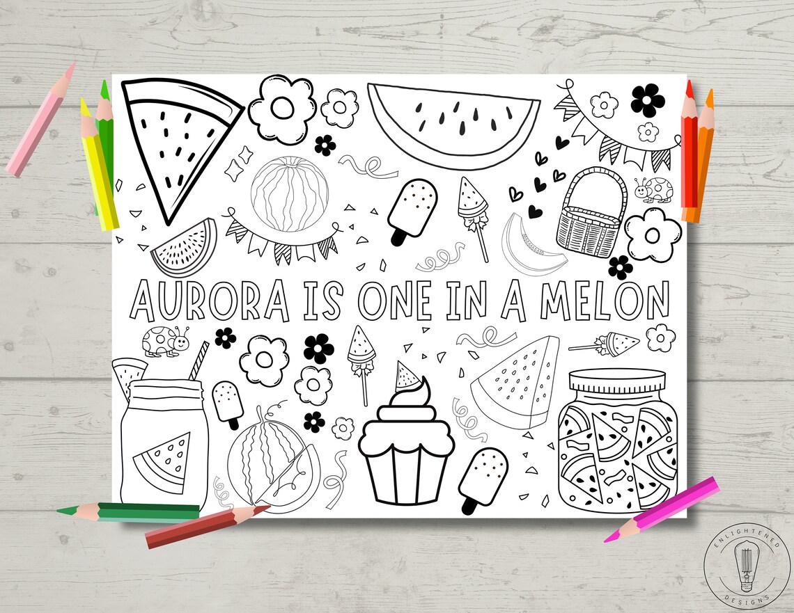 One in a Melon Birthday Coloring Page | Birthday Activity | First ...