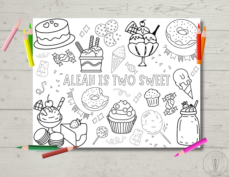 Sweet Birthday Coloring Page | First / Second Birthday Activity ...