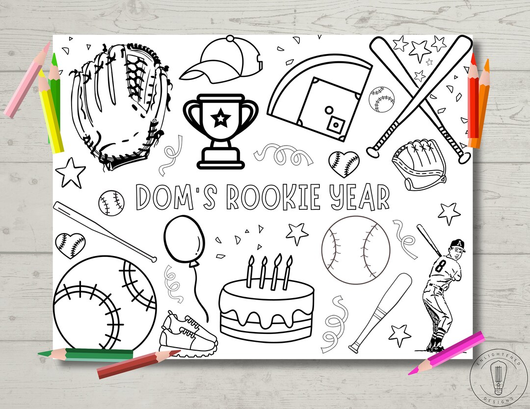 Rookie Year Birthday Coloring Page | First Birthday Activity | First ...