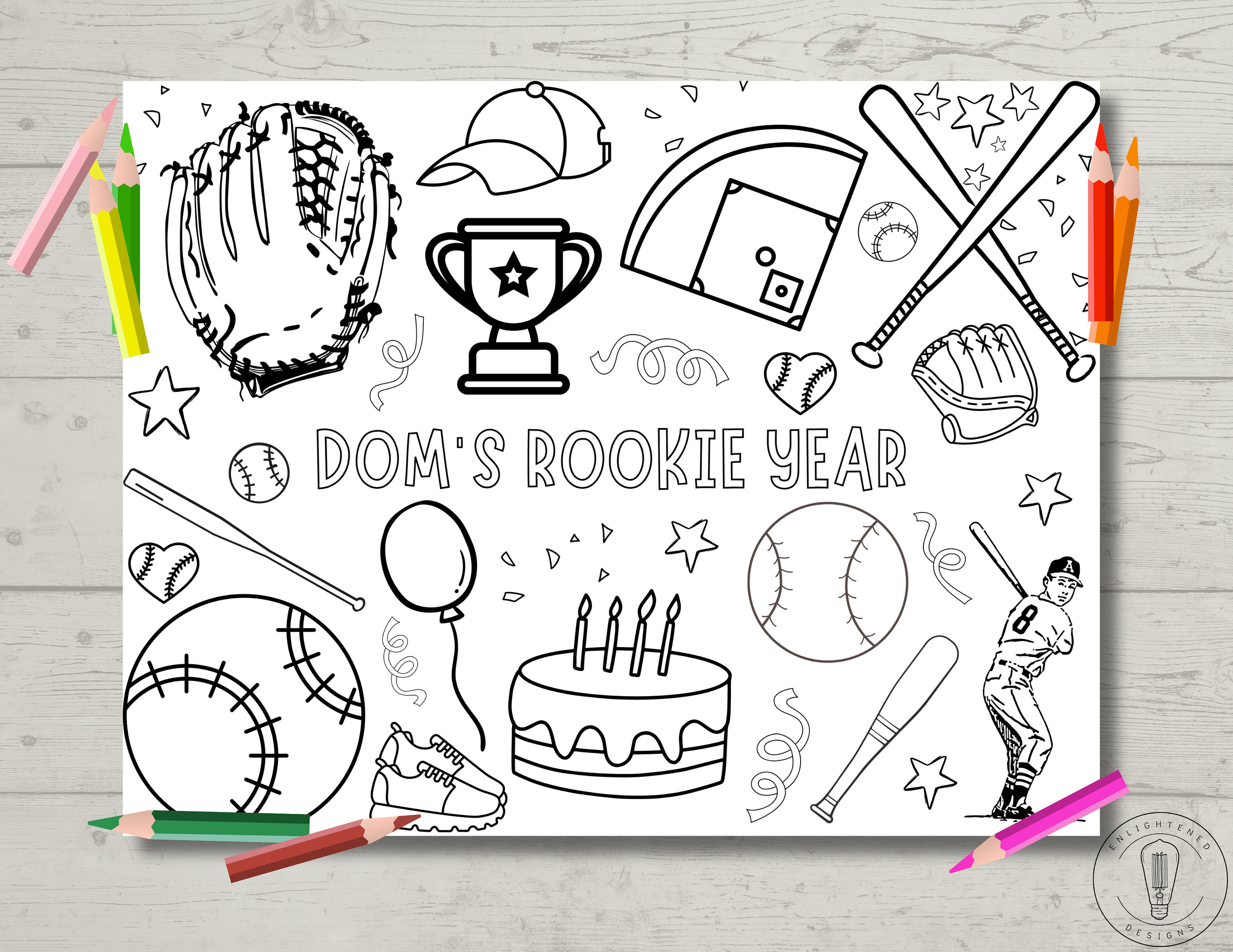 Rookie Year Birthday Coloring Page | First Birthday Activity | First ...
