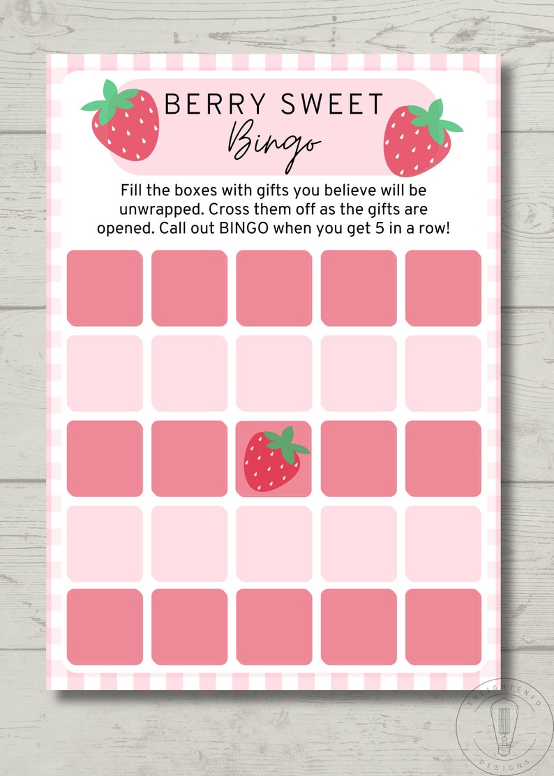 Berry Sweet Baby Shower Bingo Card | Berry Sweet Baby | Spring/summer Baby Shower Games ...