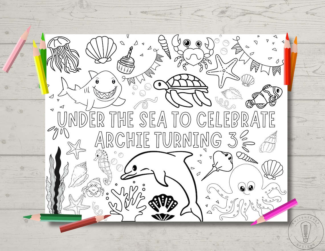 Under the Sea Birthday Coloring Page | Birthday Activity | Birthday ...