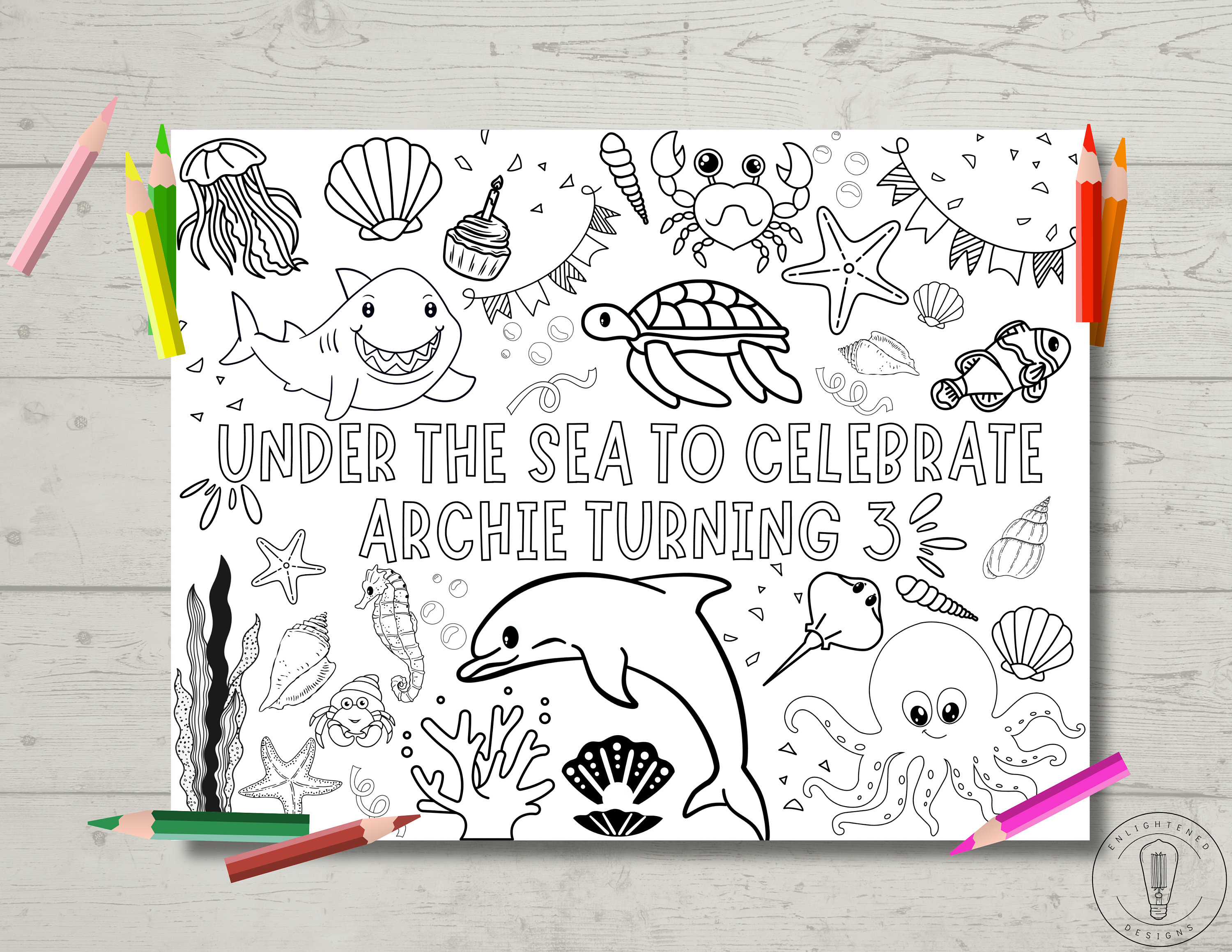 Under the Sea Birthday Coloring Page | Birthday Activity | Birthday ...