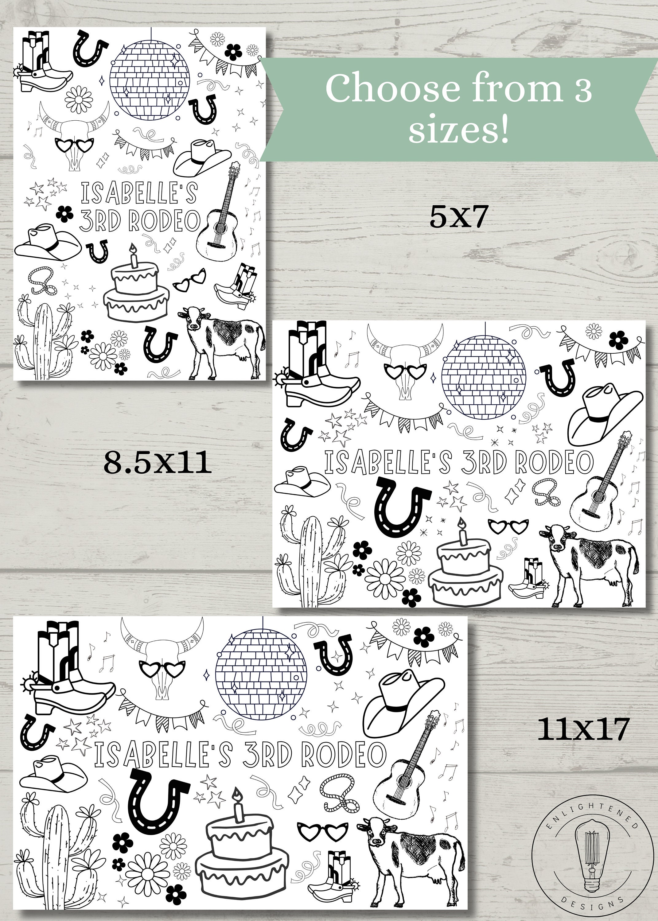 Rodeo Birthday Coloring Page | Birthday Activity | Coloring Sheet ...