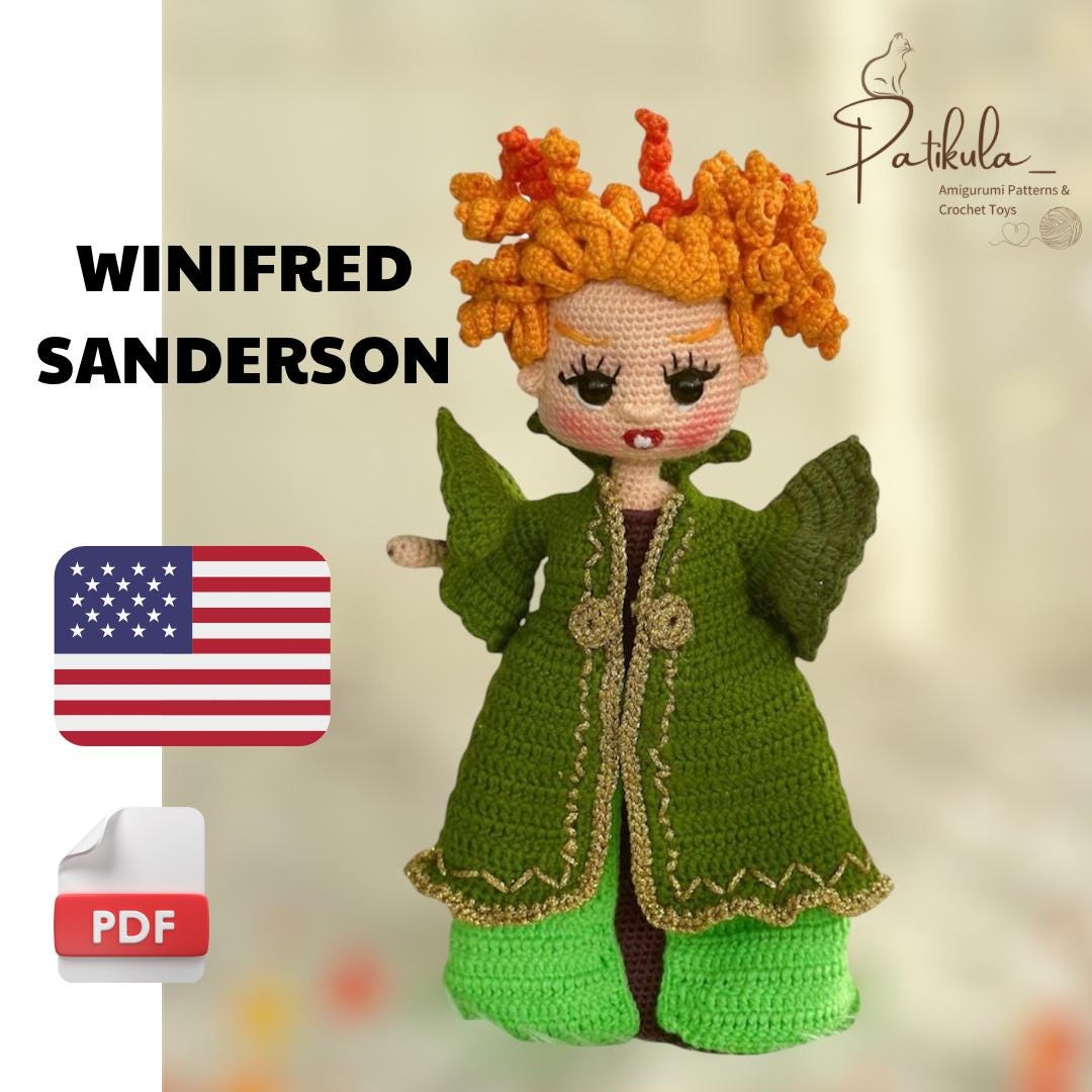 Crochet Pattern Winifred Sanderson the Witch Doll, Amigurumi Witch Doll ...