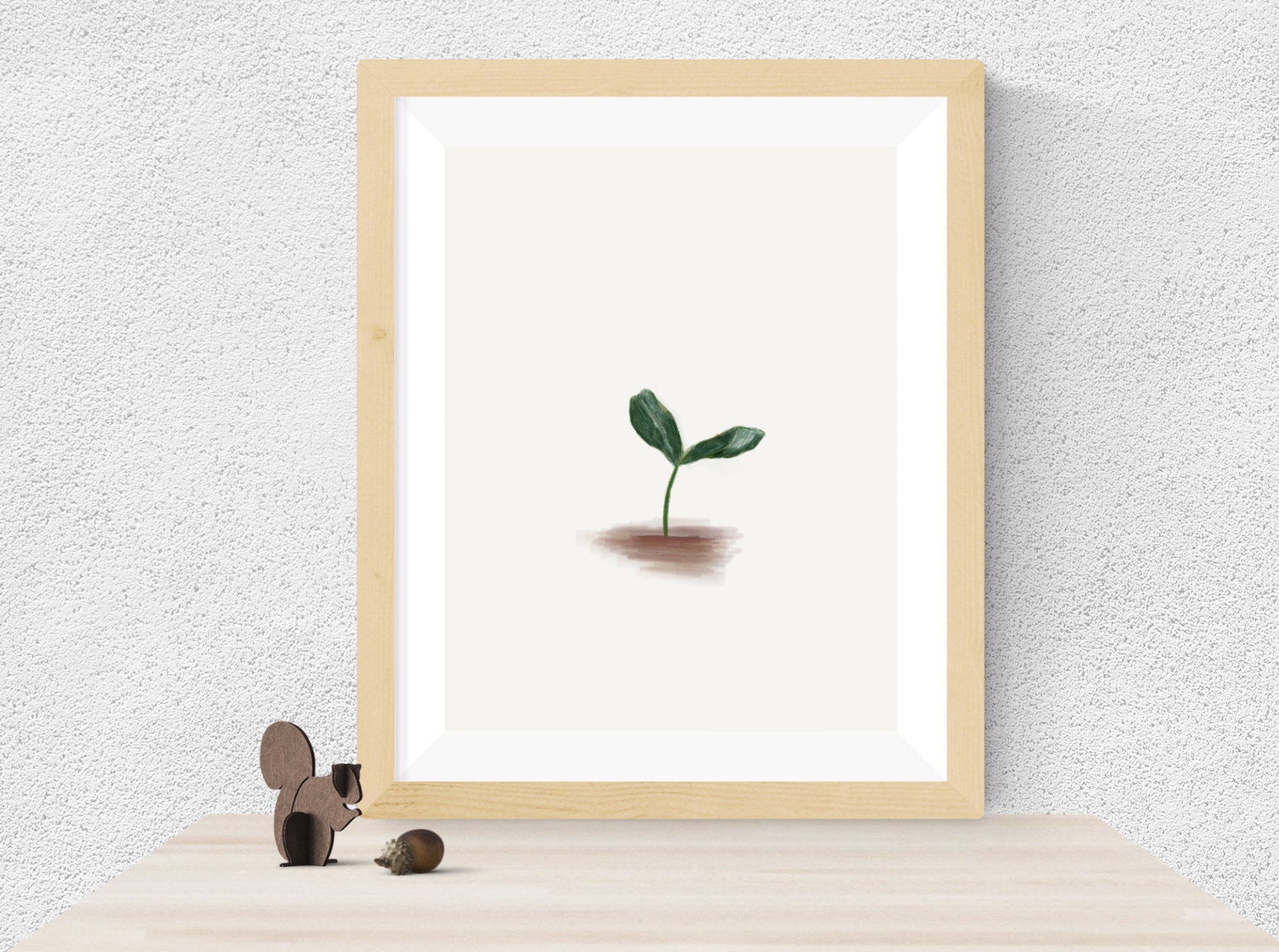A Mighty Sprout: Plant Drawing Digital Print, Art Print - Etsy