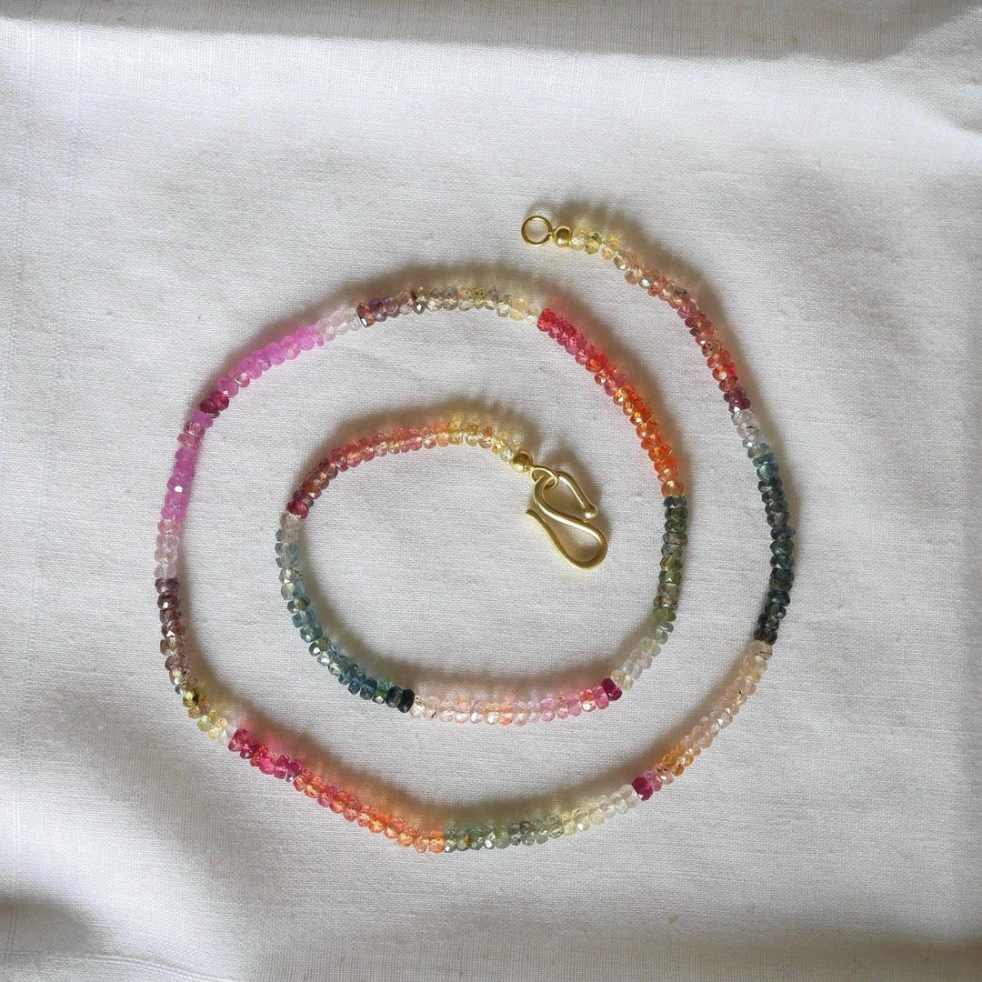 Brilliant Sapphire Necklace in a Beautiful Color Gradient With a Hand ...